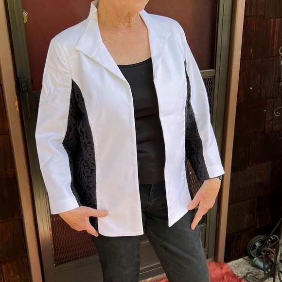 Misook | Jackets & Coats | Jacket Slenderizing White Open Front Blazer ...